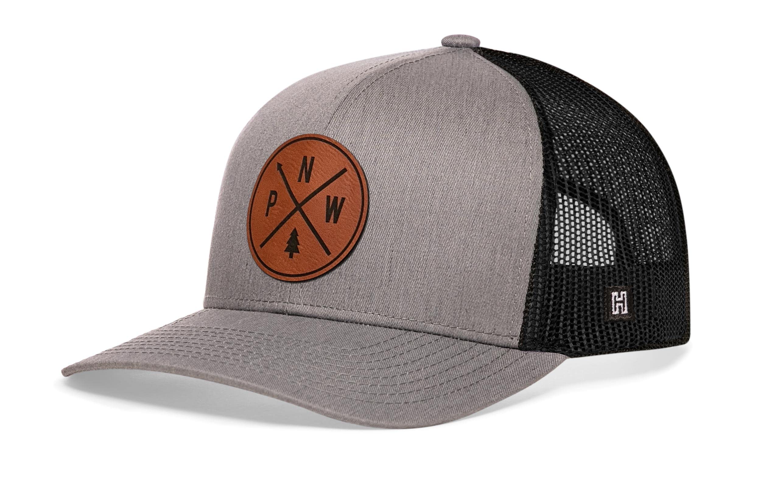 HAKA PNW Hat – Mesh Outdoors Trucker Hat for Men & Women, Adjustable Snapback Baseball Cap, Golf Hat - Synthetic Leather