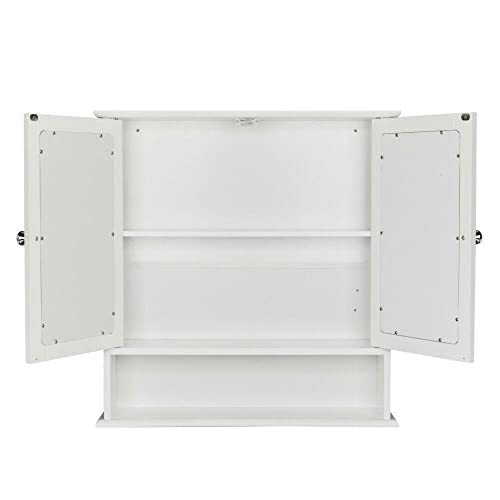 Wall Mount Bathroom Storage Cabinet Kitchen Cupboard Organizer W/Mirror Doors