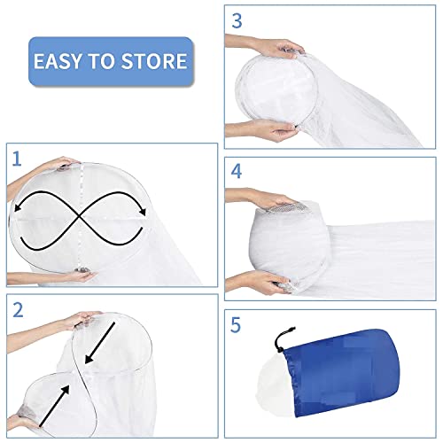 Sublaga Mosquito Net for Bed, Large White Bed Canopy for Girls, Hanging Bed Net, Ideal for Bedroom Decorative, Travel with Storage Bag (Round)