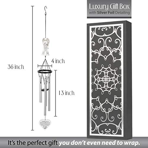 Memorial Wind Chimes with Celtic Angel & Heart - Goodbyes are Not Forever - Sympathy Gift for Loss of a Loved One