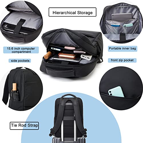 Seekvigor Laptop Backpack, Mens Backpack for Work, Work Backpack for Women, College Backpack, Travel Backpack, Holds 15.6 Inch Laptop, Can be Used as Travel Business Work - Black
