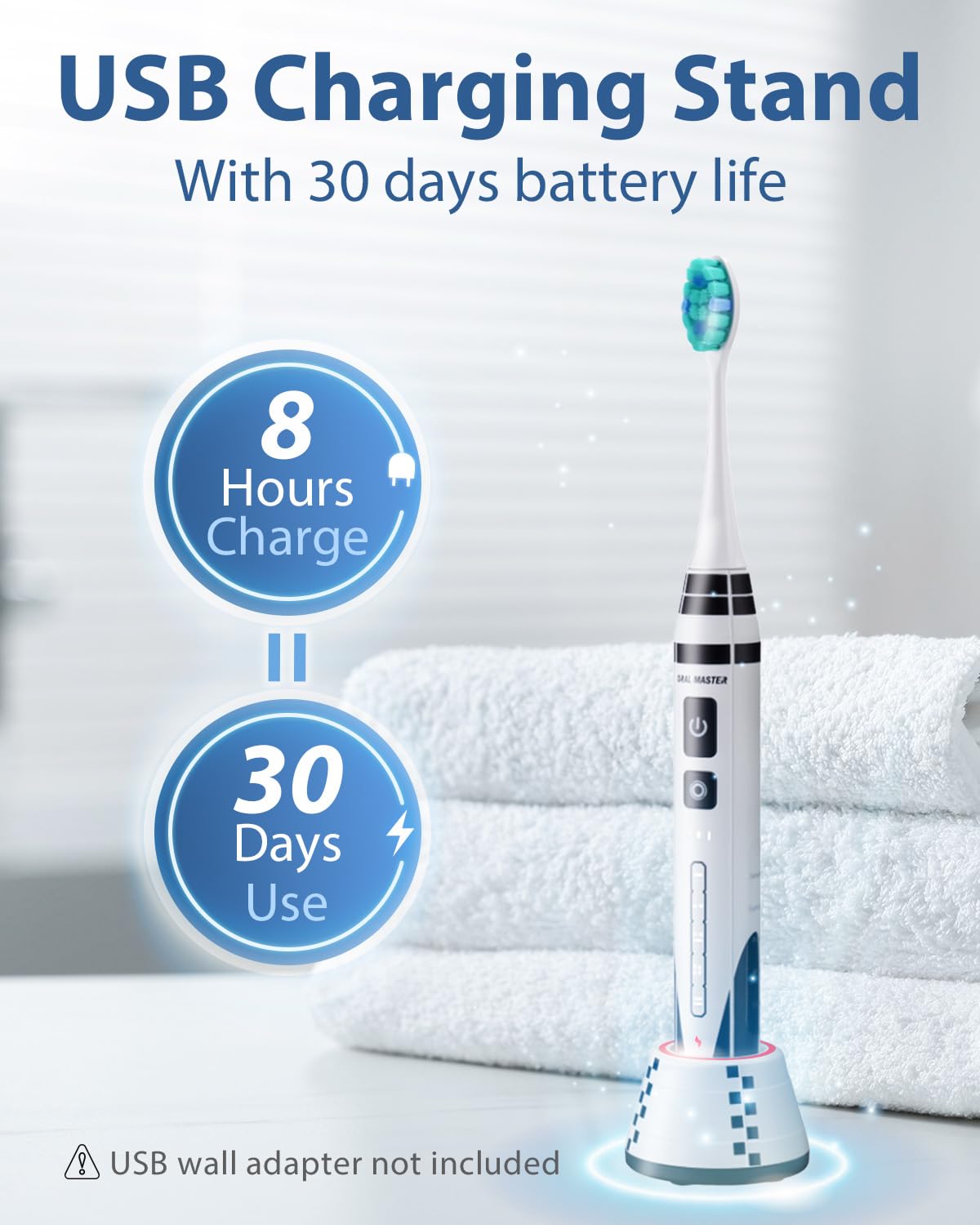 ORAL MASTER Kids Electric Toothbrush with Sonic Motor, 5 Cleaning Modes, Smart Timer, Rechargeable Wireless Charging, Soft Bristle Replacement Brush Heads for Ages 3 and Up