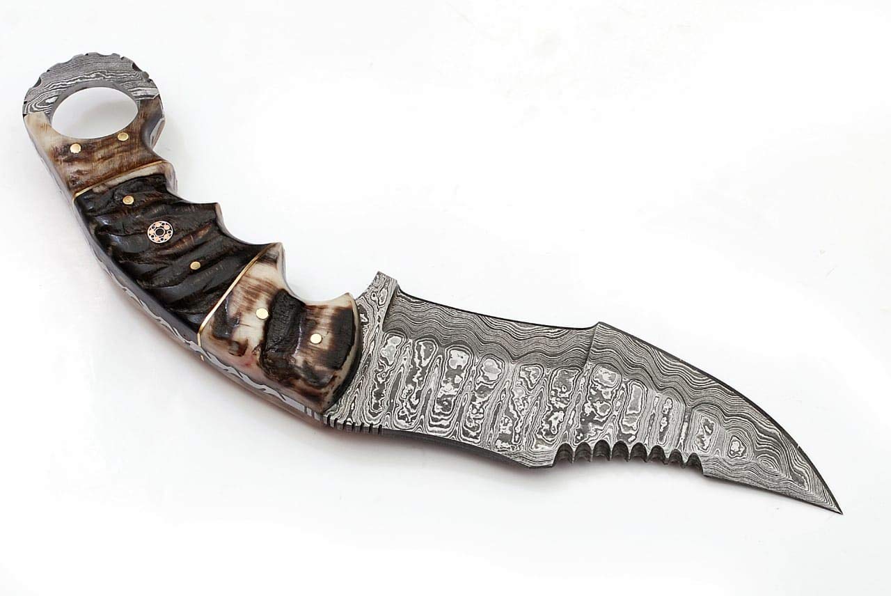 Grace Knives Handmade Damascus Steel Hunting Knife 10 Inch Knife Fixed Blade With Leather Sheath G-1074
