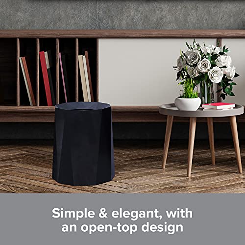 Luxurious Nordic Trash Can - Open Top Geometric Garbage Can - Double Barrel Trash Bin - Waste Basket w/Removable Plastic Bin - Living Room, Bedroom, Bathroom Trash Can - 8L/2.1Gal Garbage Bin, Black