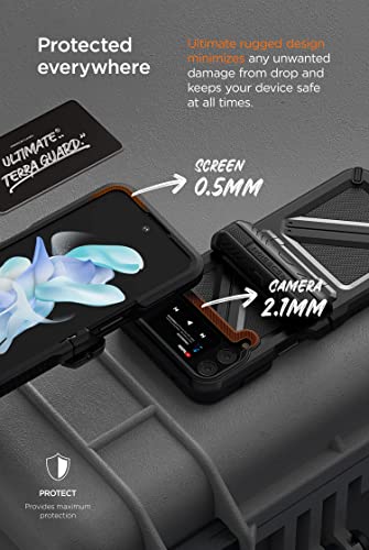 VRS DESIGN Terra Guard Ultimate Phone Case for Galaxy Z Flip 4 5G (2022), Premium Sturdy Hinge Protection Case (Matte Black)