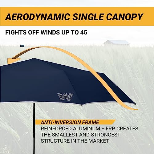 Weatherman Travel Umbrella - Windproof Compact Umbrella - Strong and Resists Up to 45 MPH Winds and Heavy Rain - Great Mini Umbrella For Backpack (Deep Ocean)