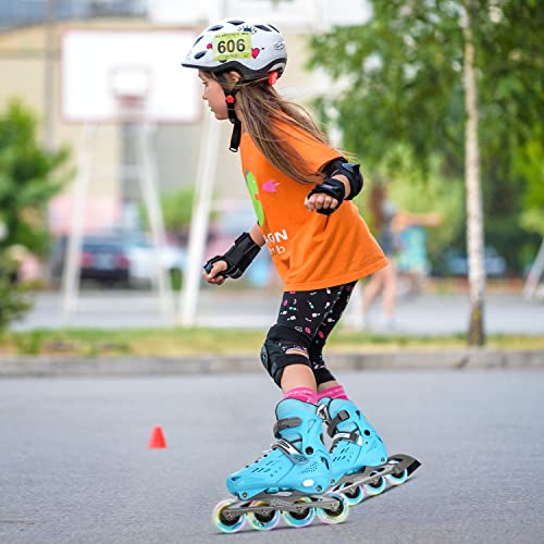 Suitable for Children and Teenagers, 4 Sizes of Adjustable Roller Skates and Bright Wheels, Suitable for Beginners' Indoor and Outdoor Roller Skates (Blue) (34-37(8-9 US)