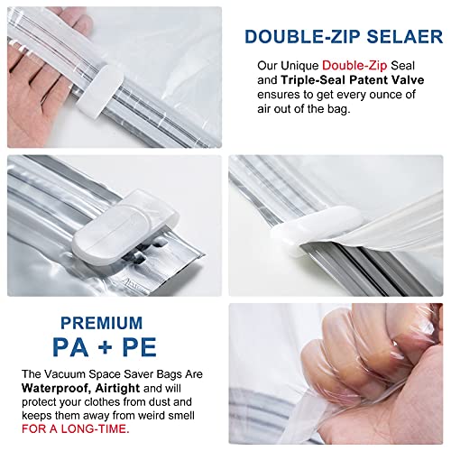 Vacuum Storage Bags Jumbo Cube 6 Pack, Space Saver Bags Extra Large Vacuum Seal Bags for Comforters Blankets Clothes (3 Jumbo 3 Medium), Closet Organizers and Storage Bags Vacuum Sealed
