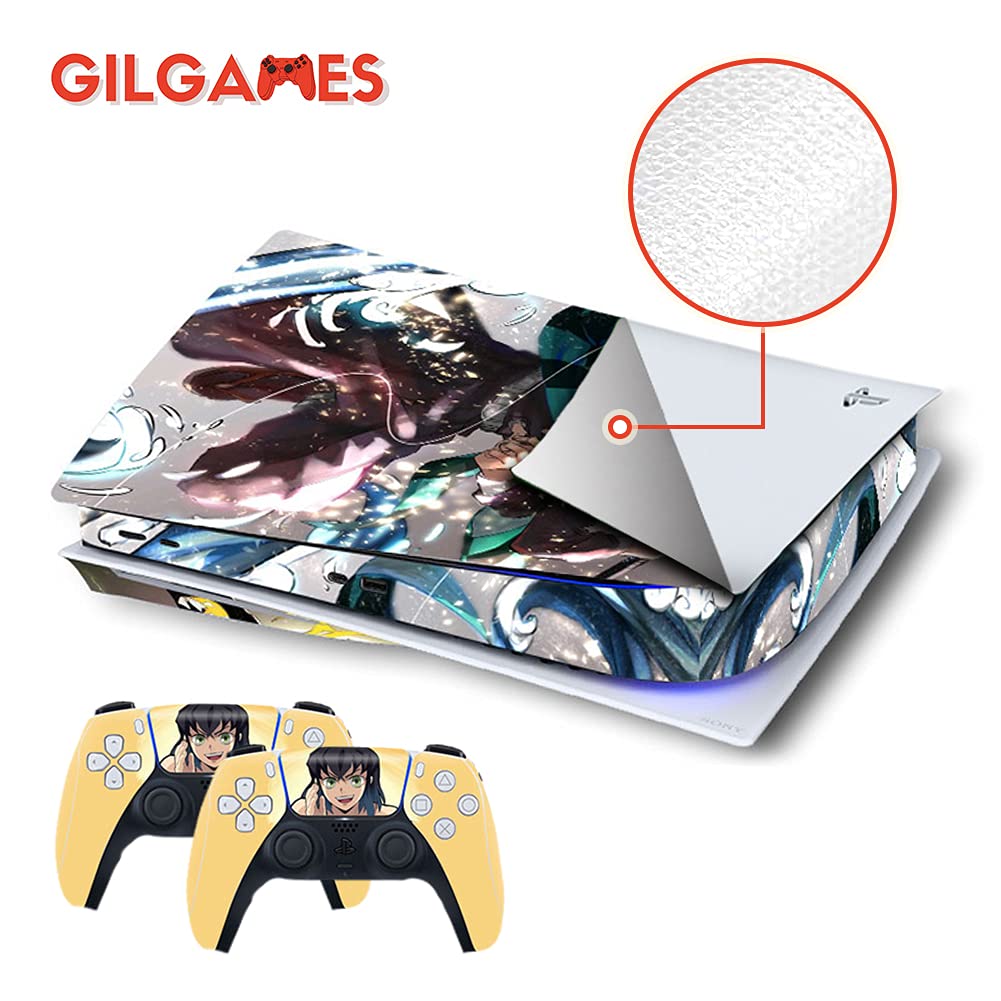 GilGames Decals Skin for Playstation 5, Vinyl Protector Wrap Full Set Faceplate Protective Cover Stickers Kit Console and Controller (Disk Edition) (Anime 20)