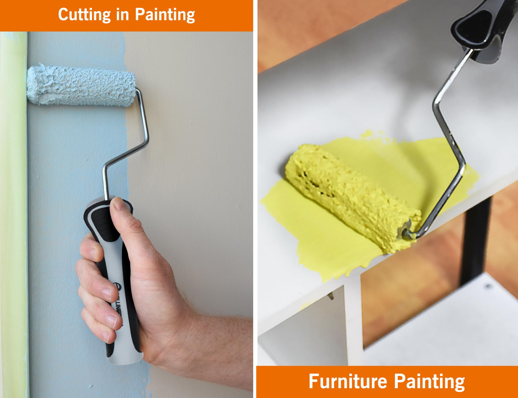 ROLLINGDOG 4 Inch Paint Roller - Mini Rollers Painting Include 4" Microfiber Jumbo Mini Paint Roller 3/8β Nap,Paint Tray with Disposable Liners (Pack of 3) and Paint Roller Frame