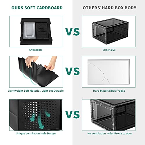 YITAHOME XL Shoe Storage Box, 18 PCS Shoe Storage Organizers Stackable Shoe Storage Box Rack Containers Drawers - Black (X-Large Szie-Fit for All Size Shoes)