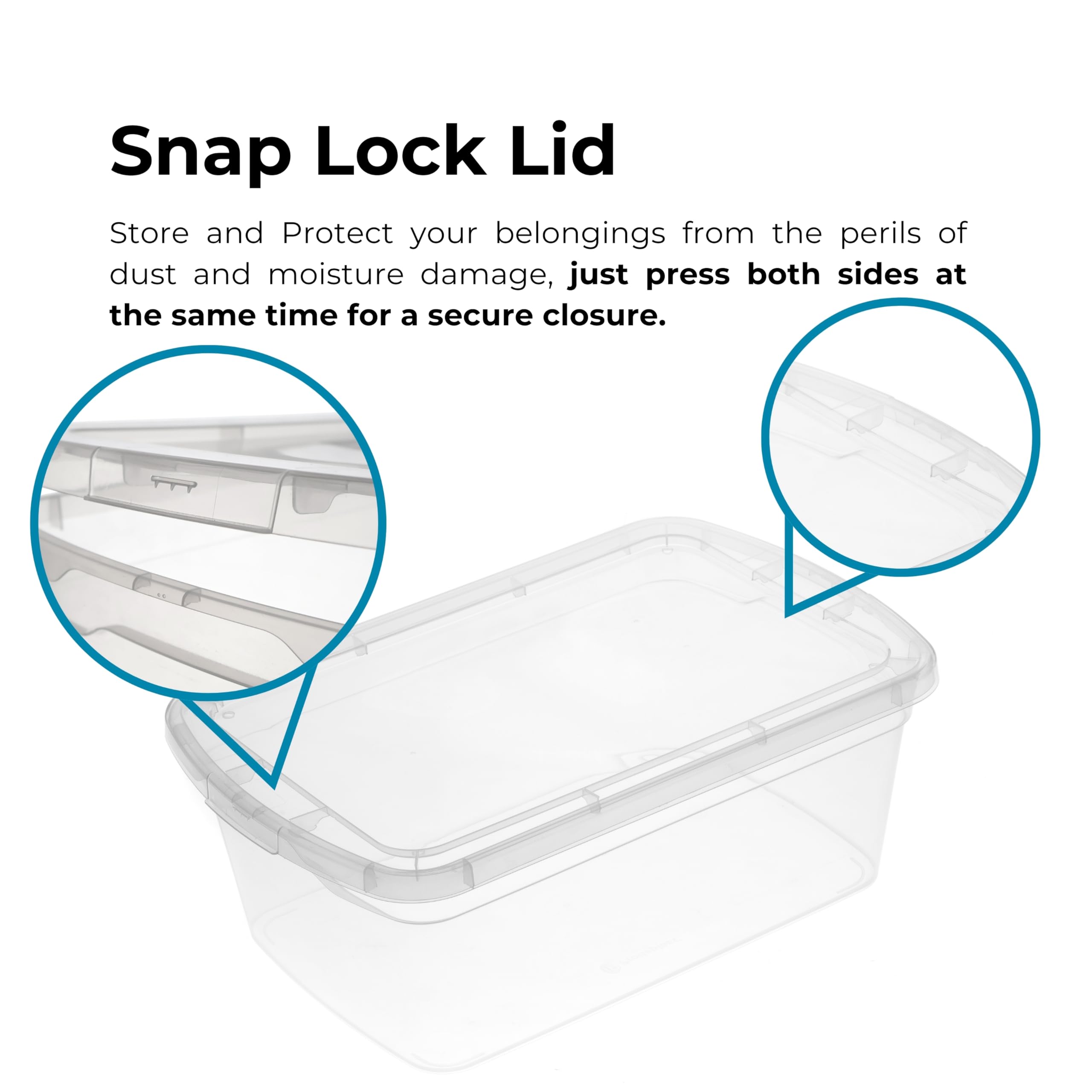 Prodeplast 6.4 Qt (1.6 Gal) Plastic Storage Container Bins with Secure Lid | Durable and Nestable Organizing Totes | Clear Color | 12 Pack