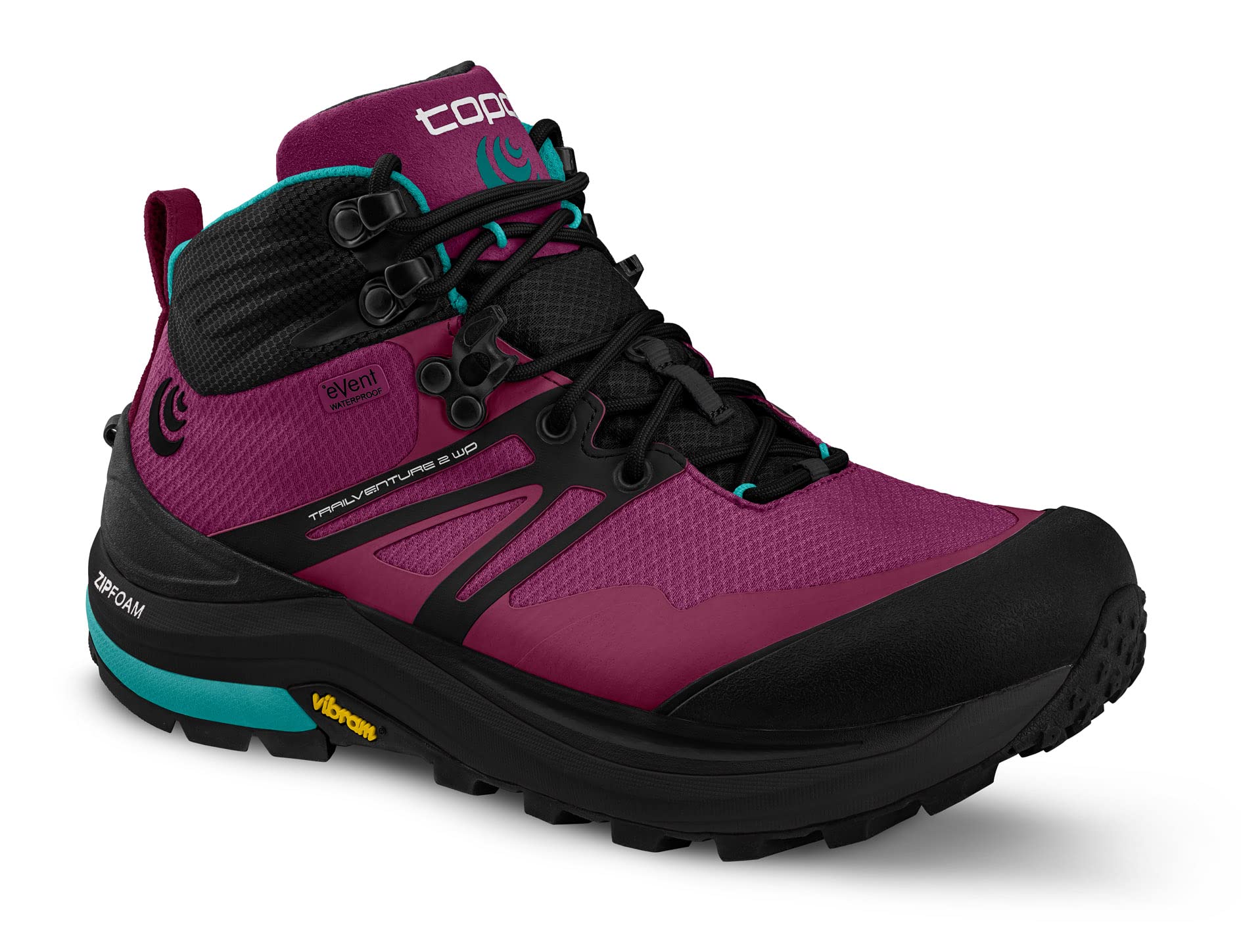 Topo Athletic Women's Trailventure 2 WP Comfortable 6MM Drop Trail Running Boots, Athletic Shoes for Trail Running, Raspberry/Black, Size 9.5