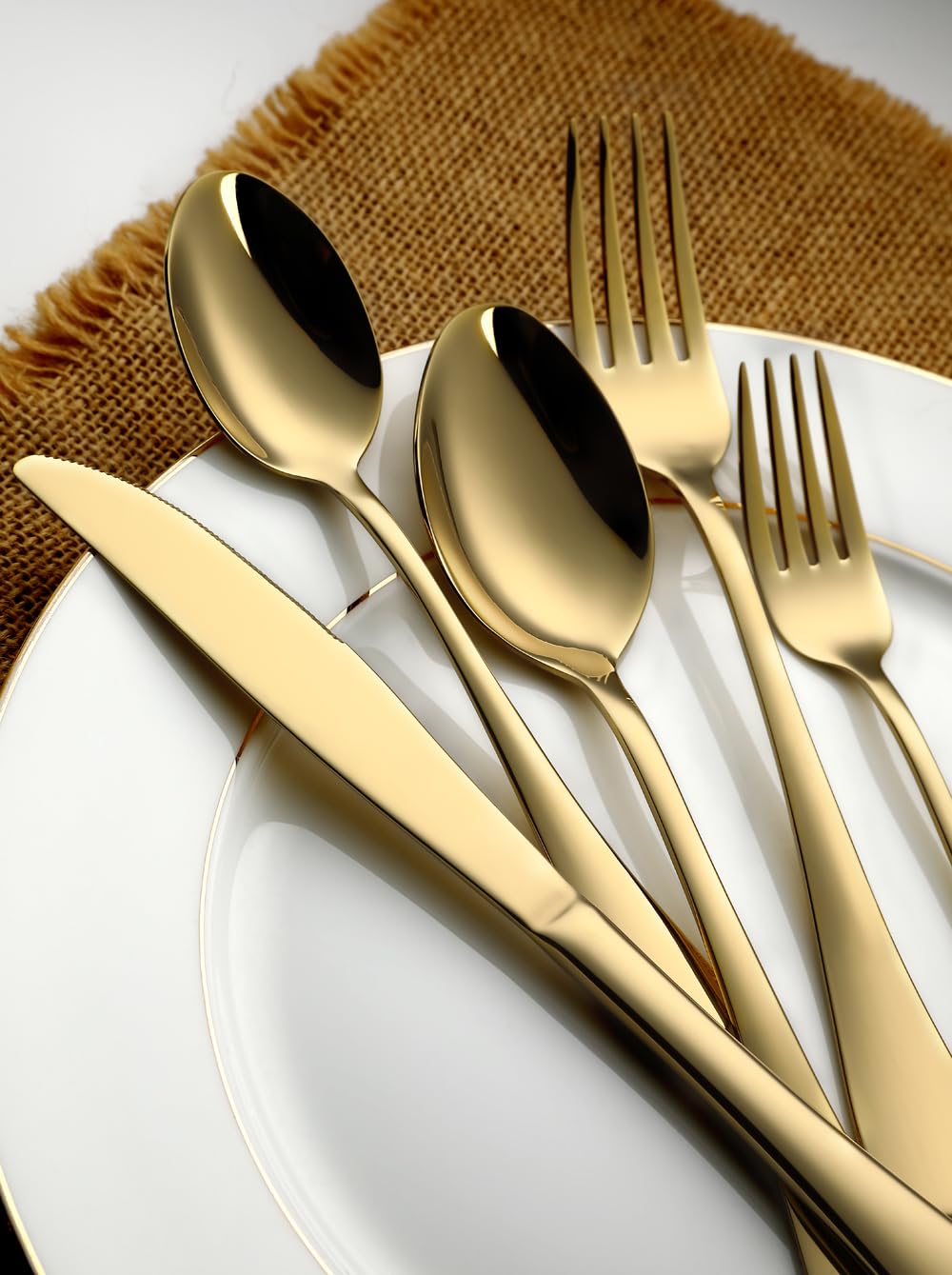 WYT Gold Teaspoons Set of 8, Stainless Steel Gold Silverware Dessert Spoon, Coffee Spoon, Mirrored Finish, Dishwasher Safe, 6.7-Inches