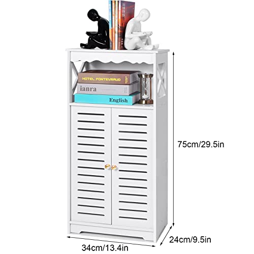 NOKAMW Bathroom Storage Cabinets,White Floor Cabinet,Home Waterproof Storage Furniture for Bedroom Kitchen Hallway,Cupboard Unit with Daily use Layer,75x24x34cm.