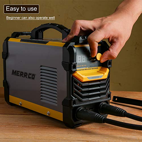 MERRCO 110/220V MMA Welder, 160A ARC Welder Machine IGBT Digital Display LCD Hot Start Welder with Electrode Holder,Work Clamp, Input Power Adapter Cable and Brush