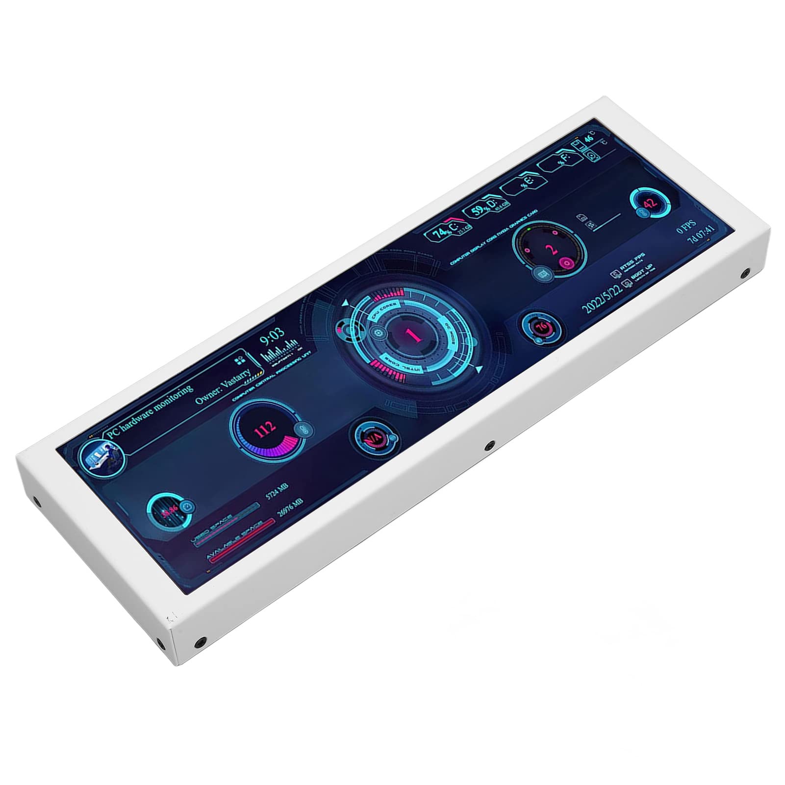 Naroote PC CPU Data Monitor, Computer CPU Monitor 7.9in IPS Theme Editor Steplessly Dimmable for Chassis