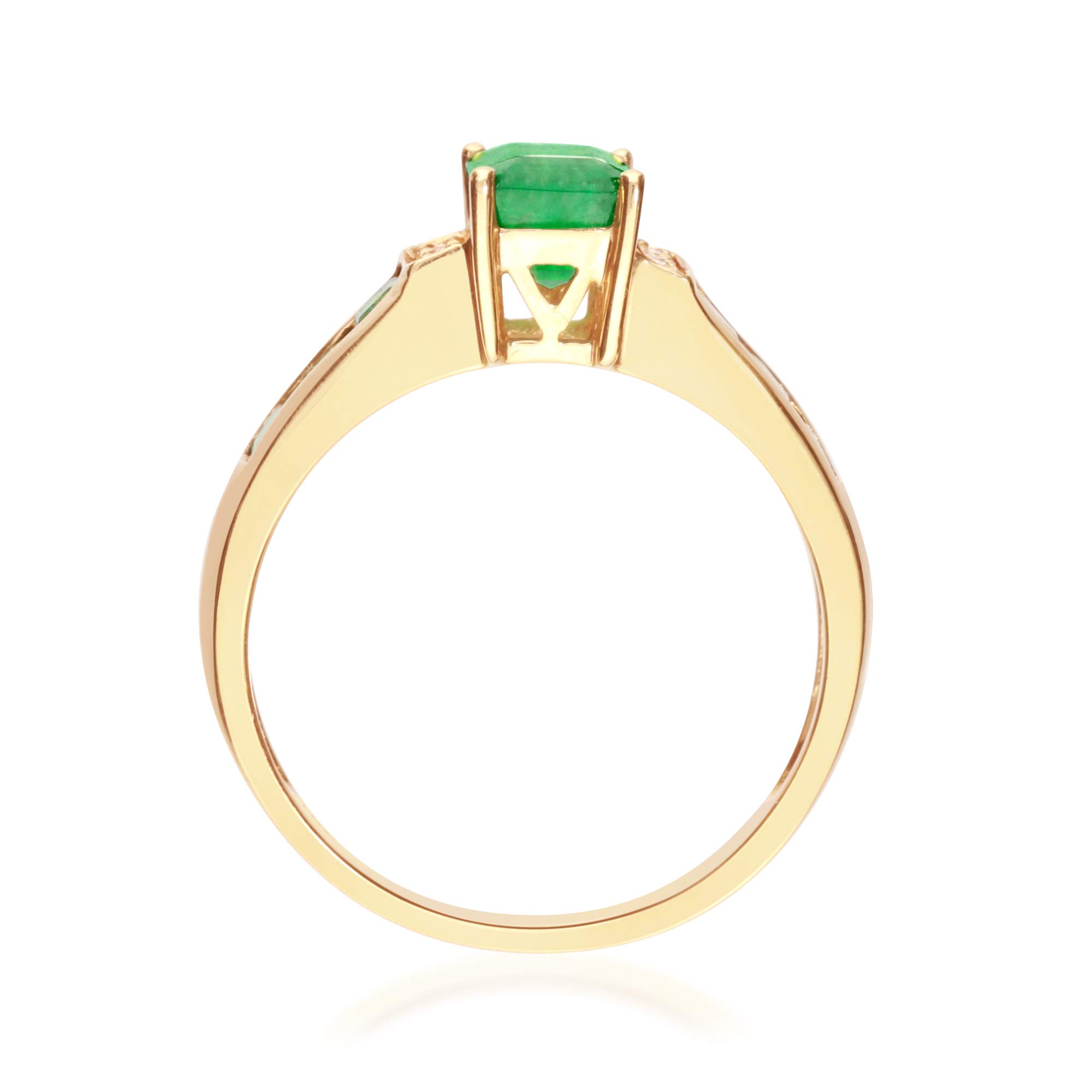 Gin & Grace 10K Yellow Gold Natural Emerald Diamond (I1,I2) Ring (Size 8) for Women Jewelry Gifts