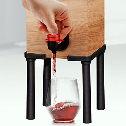 Wine Box Stand Drink Dispenser for One-Hand Pouring - Display Boxed Wine Dispenser for Stemless Glasses - Easy to Assemble Wine Holder Stand - Wine Accessories - Drink Dispensers for Parties - 3L Box