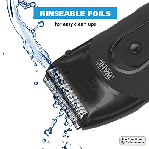 Wahl Compact Rechargeable Lithium Ion Shaver Kit with Hygienic Rinseable Foils & Cutter Bar with Dual Flexible Foils That Move with The Contours of Your Face - 7065