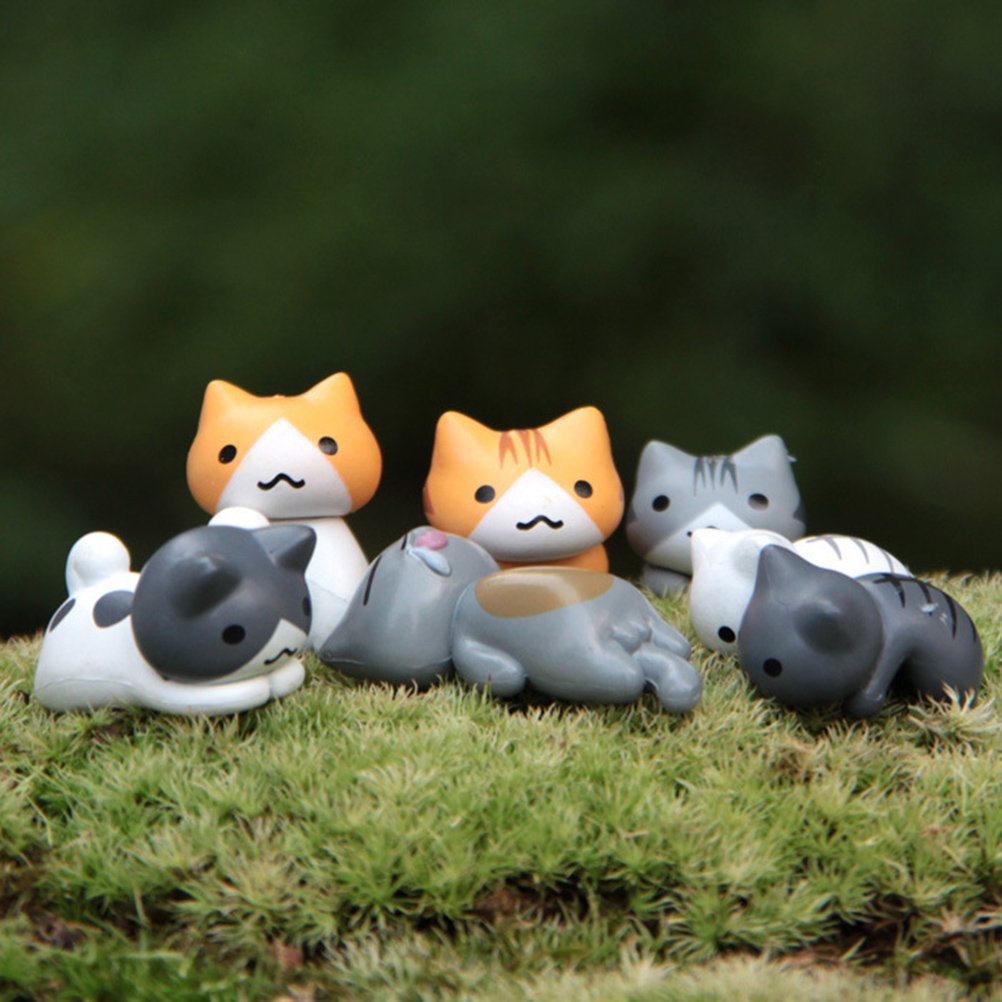 Mini Cute Cats Miniature Garden Micro Kitty Landscape Ornament Decorations Home Succulent Bonsai Plant Pots Craft Decor (Random Style)