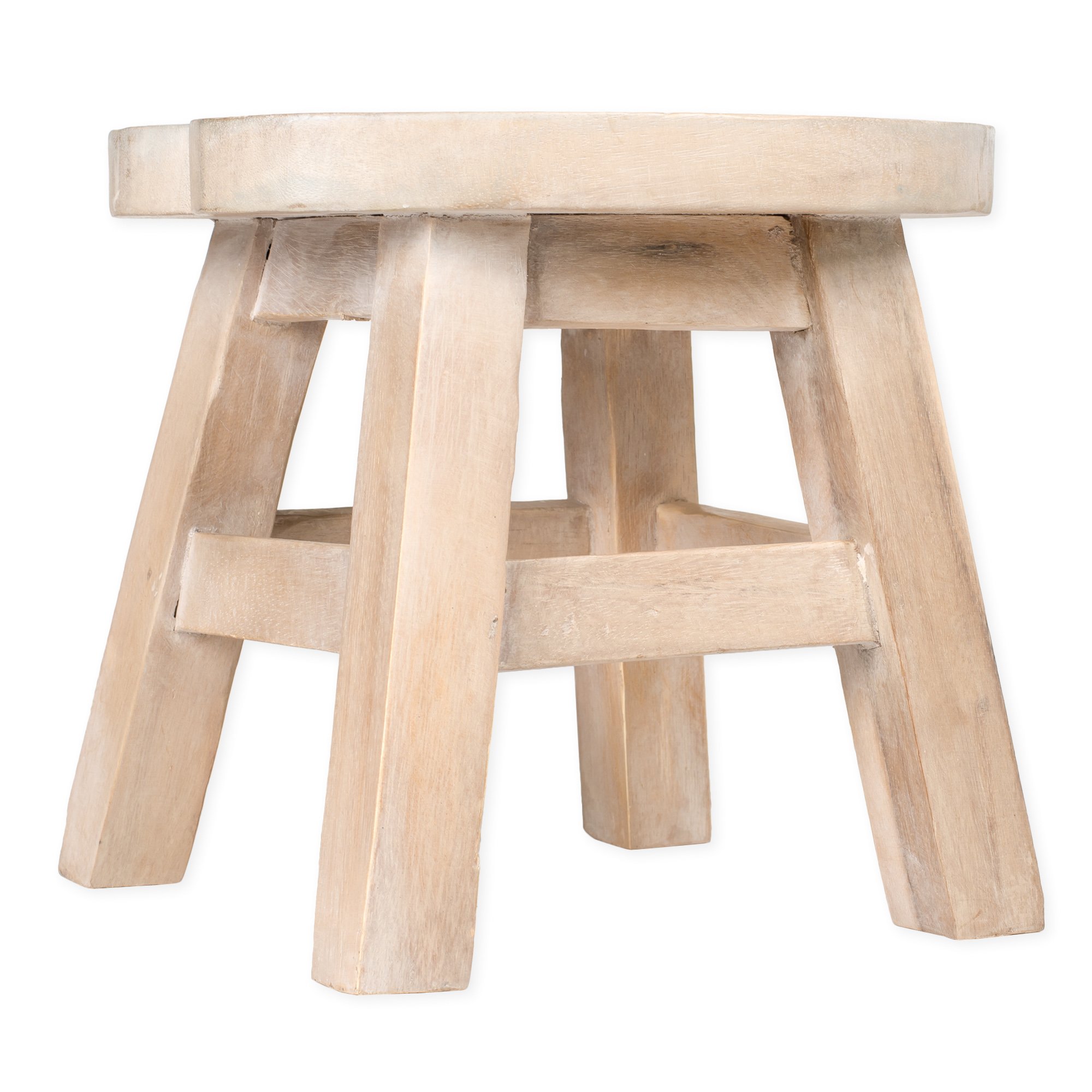 Sea Island Imports Blue Crab Design Hand Carved Acacia Hardwood Decorative Short Stool
