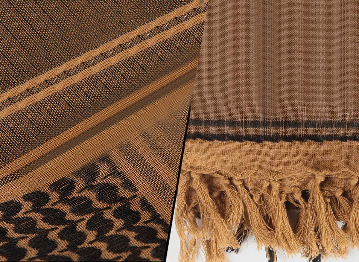 FREE SOLDIER Scarf Military Shemagh Tactical Desert Keffiyeh Head Neck Scarf Arab Wrap with Tassel 43x43 inches (Amber Brown)