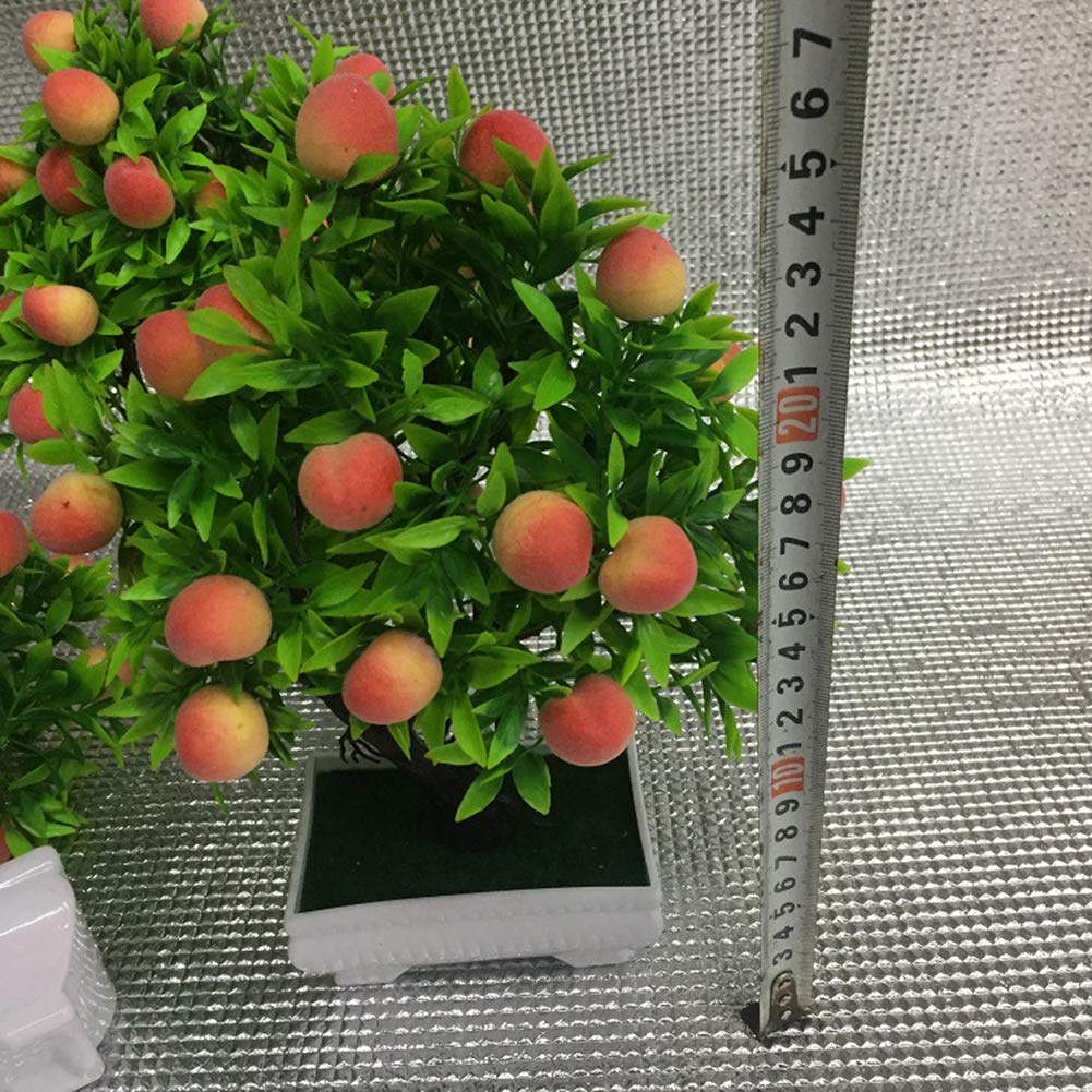 Gsdviyh36 1Pc Potted Artificial Peach Fruit Tree Bonsai Home Garden Desktop Decor Prop, Fake Flowers Artificial Greenery for Home Garden Party Wedding Decoration Green
