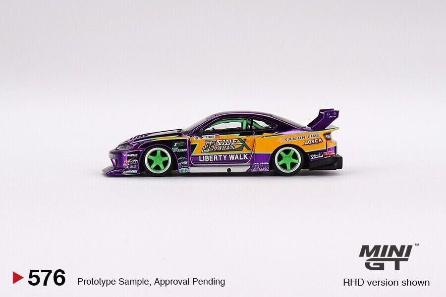 True Scale Miniatures Model Car Compatible with Nissan S15 Silvia LB-Super Silhouette #555 2022 Formula Drift Japan (Chrome Purple) Limited Edition 1/64 Diecast Model Car MGT00576