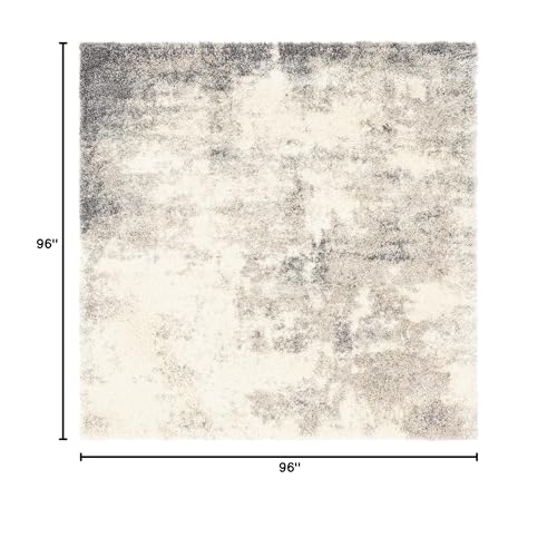 Rugs.com Soft Touch Shag Collection Square Rug β 8 Ft Square Pebble Gray Shag Rug Perfect for Living Rooms, Kitchens, Entryways