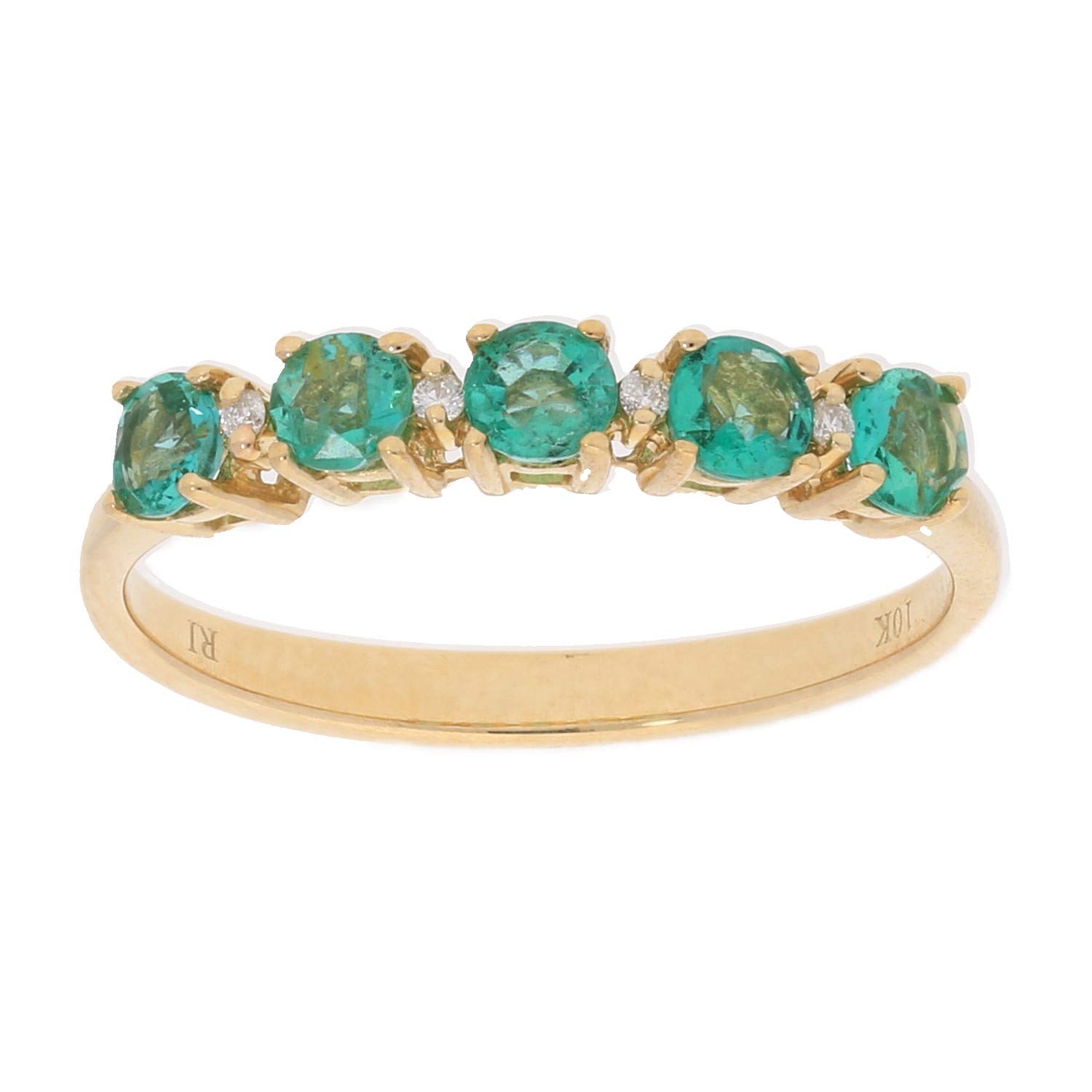Gin & Grace 14K Yellow Gold Natural Zambian Emerald Ring with Natural Diamonds for women | Ethically, authentically & organically sourced Round-Cut Emerald jewelry for her | Emerald Ring for women.