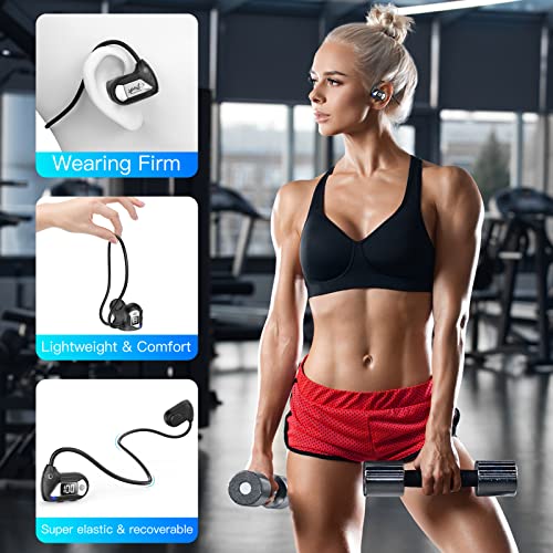 Open Ear Headphones Wireless Bluetooth, Air Conduction Earbuds Bluetooth 5.3 For Sports, 20h Playtime Touch Control Headset For Running, Cycling, Hiking, Driving,Earphones Gift for Men Women(Black)