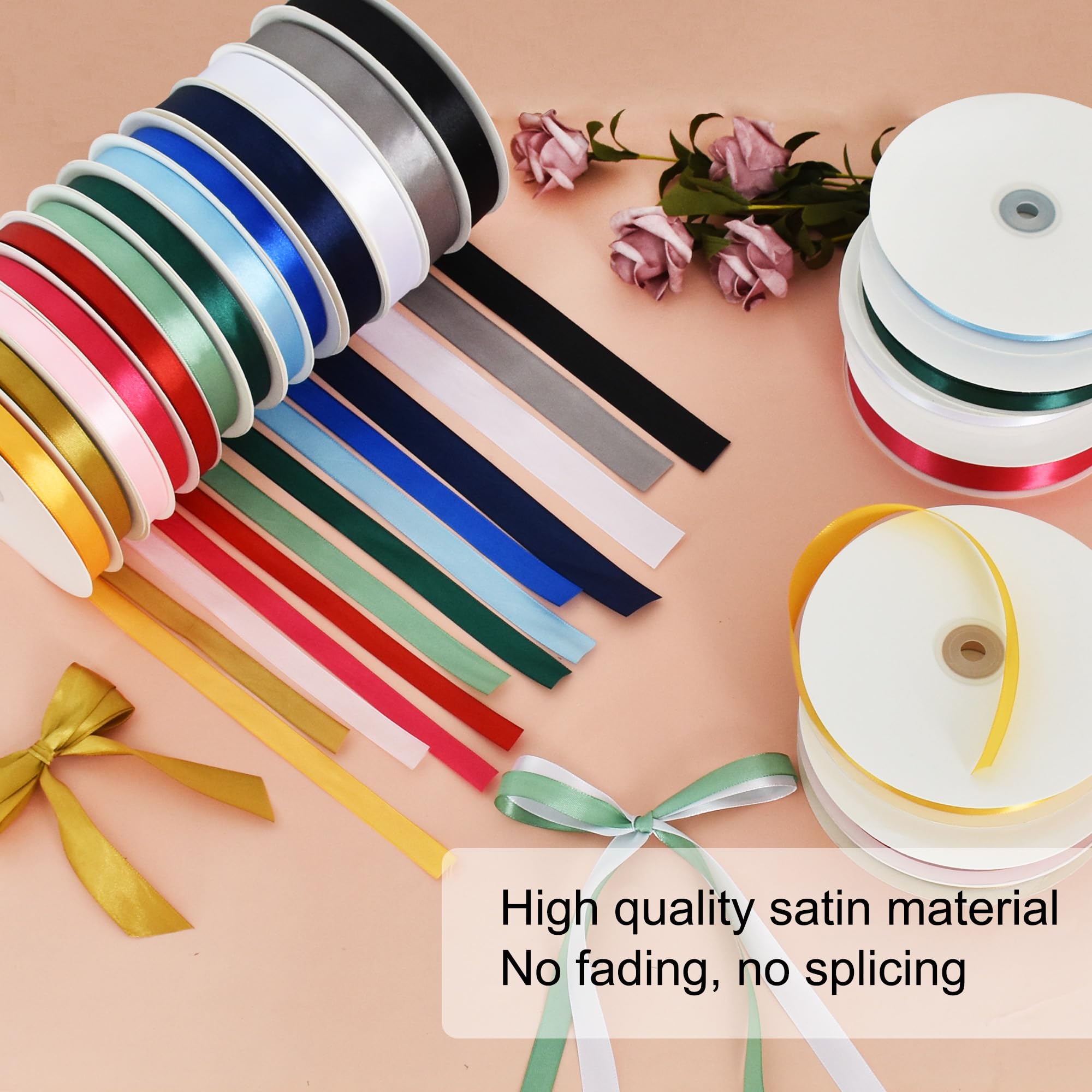 TONIFUL 7/8 Inch x 100yds Black Satin Ribbon Thin Solid Frabic Ribbons for Gift Wrapping, DIY Crafts Bows, Invitations, Floral Bouquets, Christmas Wedding Party Valentine's Decor