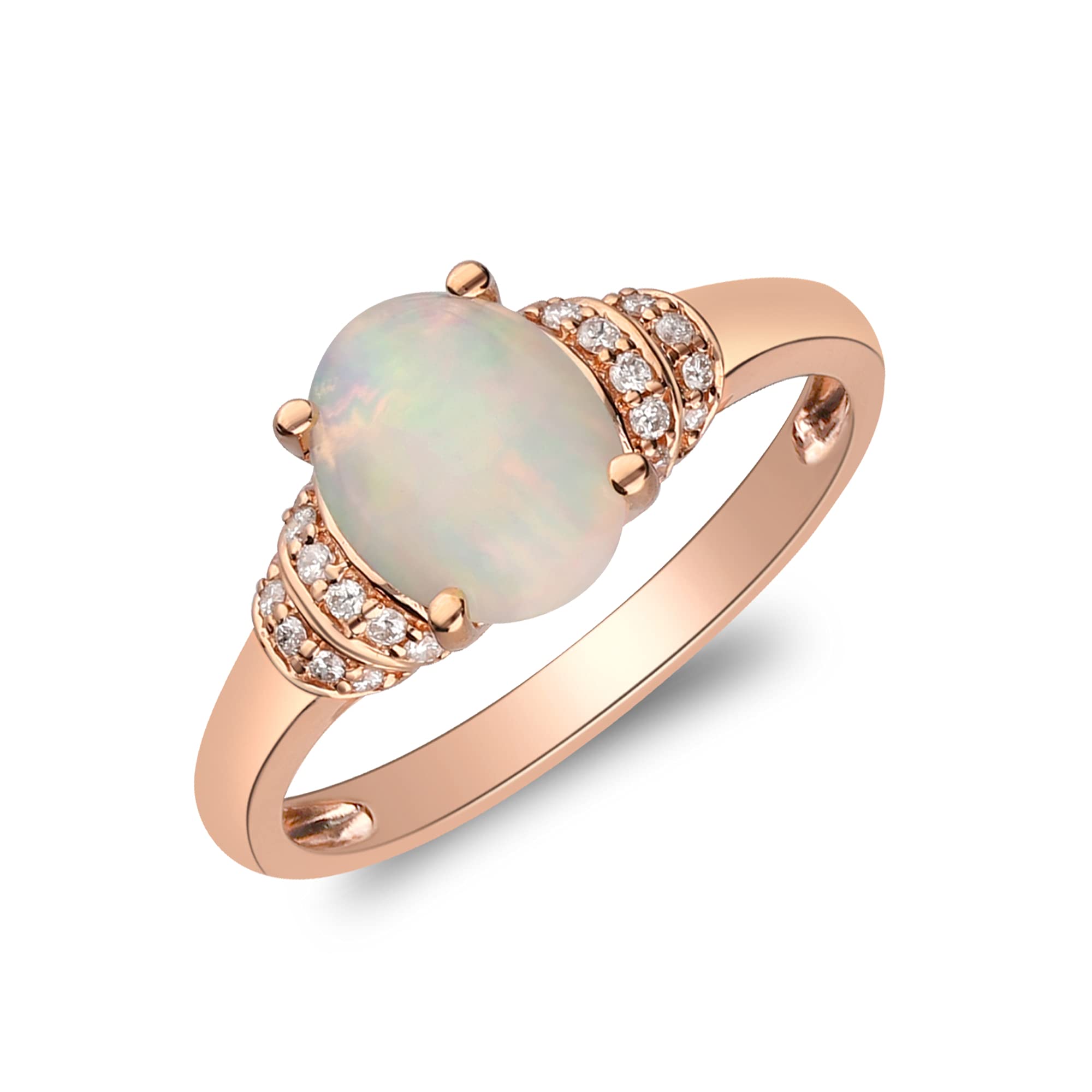 Gin & Grace 14K Rose Gold Natural Opal Diamond (SI1) Propose Promise Ring for Women