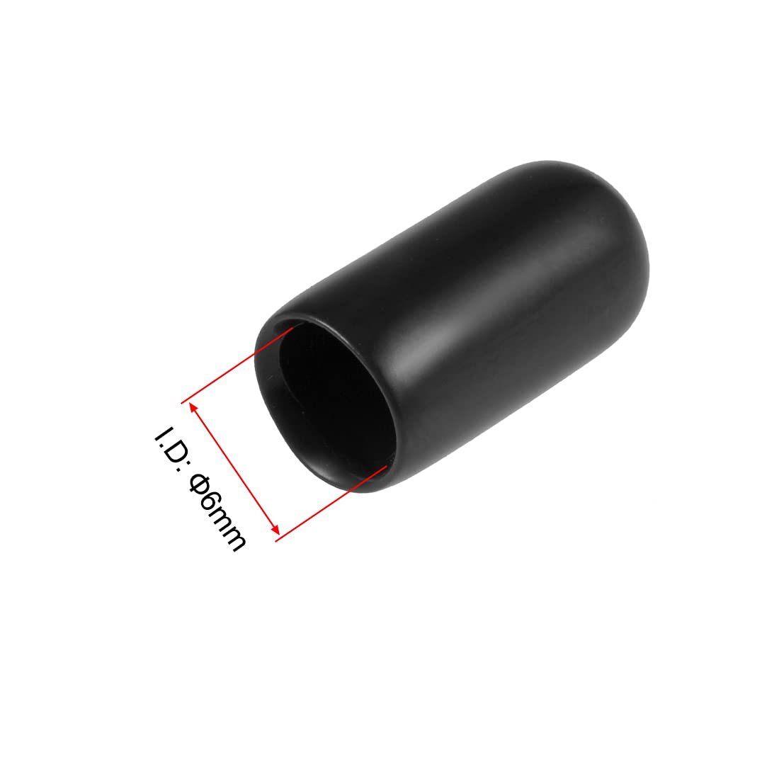 uxcell 200pcs Rubber End Caps 1/4"(6mm) ID Vinyl Round End Cap Cover Screw Thread Protectors Black