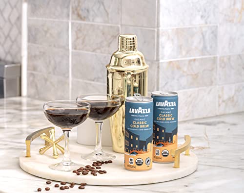 Lavazza Organic Classic Cold Brew Coffee, (Pack of 4 Cans / 8 Fluid Ounce Each) Balanced, Complex, Sweet, Medium Roast, 100% Arabica, USDA Certified Organic, Rainforest Alliance Certified