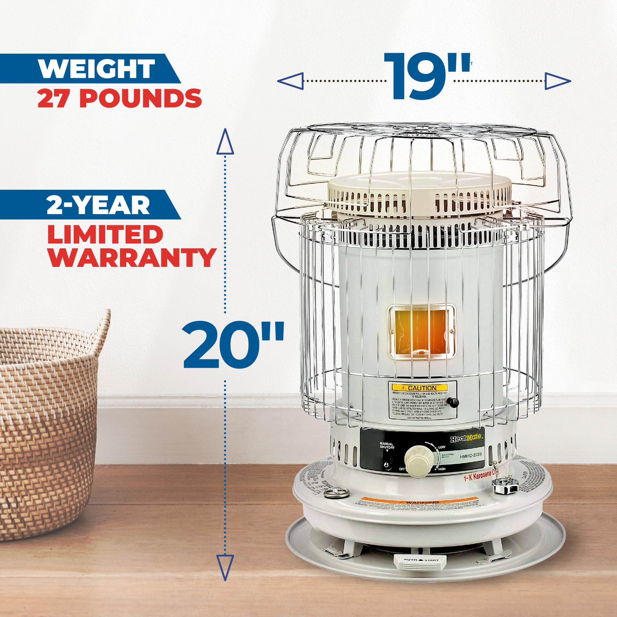 Sengoku HeatMate Portable Kerosene Indoor/Outdoor Space Heater for 1000 sq ft, 23,500 BTU