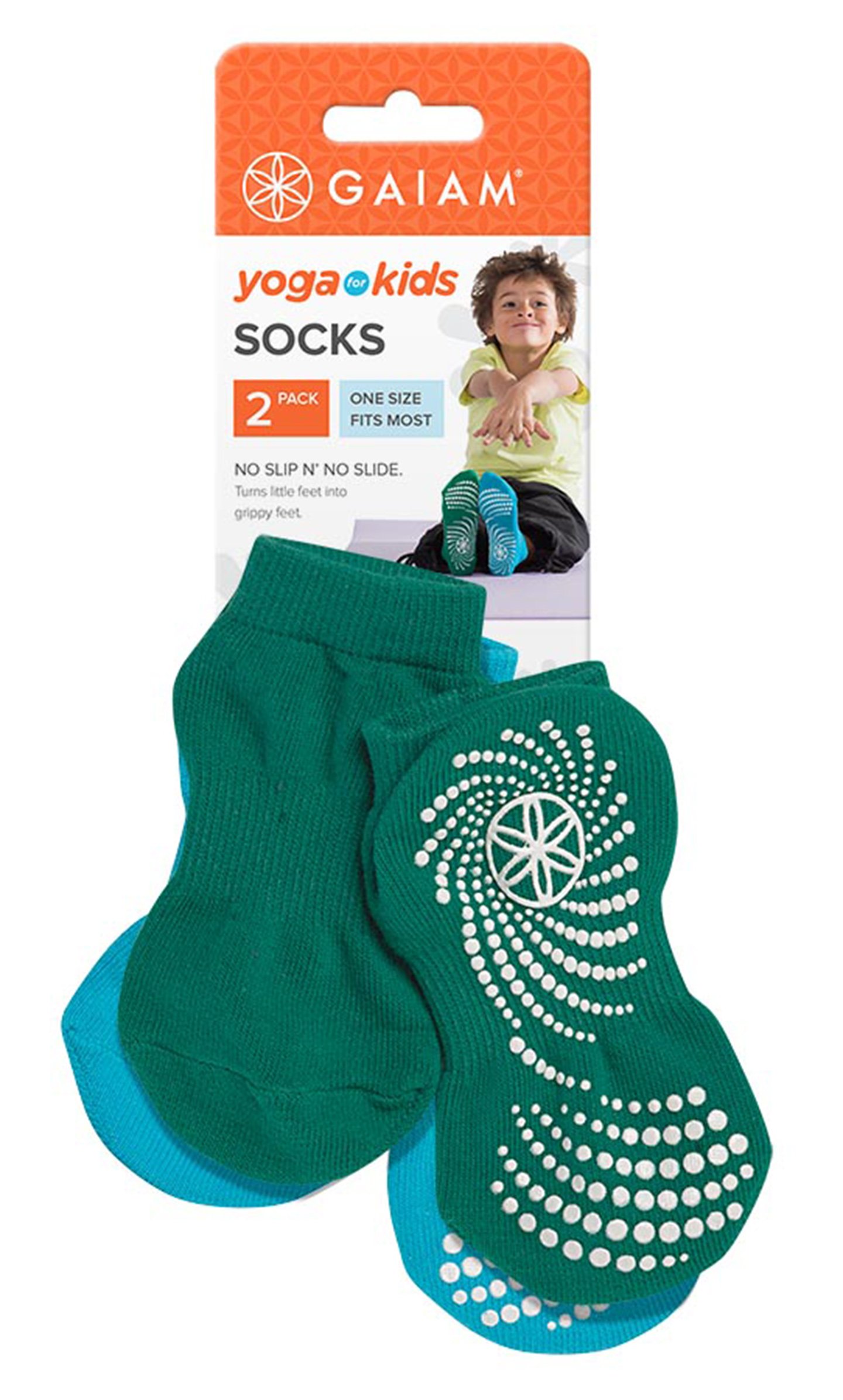 Gaiam Kids Yoga Socks (Pack of 2), Pink/Purple