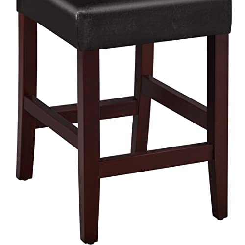 Yaheetech Bar Stools Kitchen Counter Height Stools 26 Inch High Back Leather Pub Chairs Wood Wooden Barstools Brown, 4PCS (Package 2)