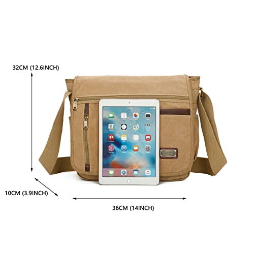 Sunsomen Messenger Bag For Man,Canvas Satchel Bag Crossbody Bag Shoulder Bag Vintage 14 Inch (Blue)