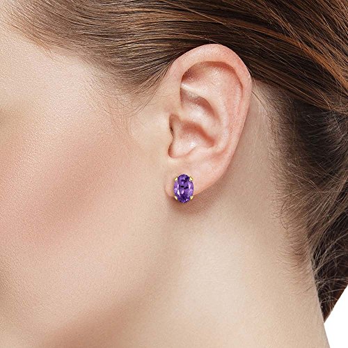 Gem Stone King 14K Yellow or White Gold 8X6MM Oval Gemstone Birthstone Stud Earrings | Oval Gold Earrings For Women