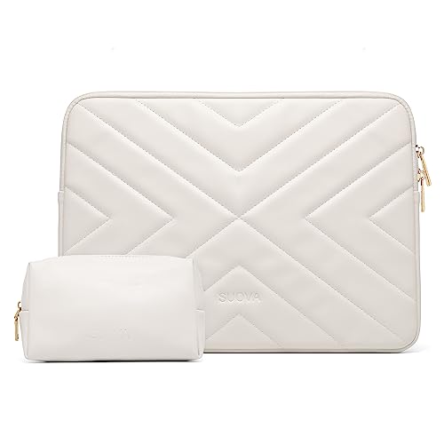 SUOVA Laptop Sleeve, Compatible with MacBook Air Series and MacBook Pro 13/14 Series,Soft Laptop Cover Specially Designed for 13-14 inch Notebook, Rice White…