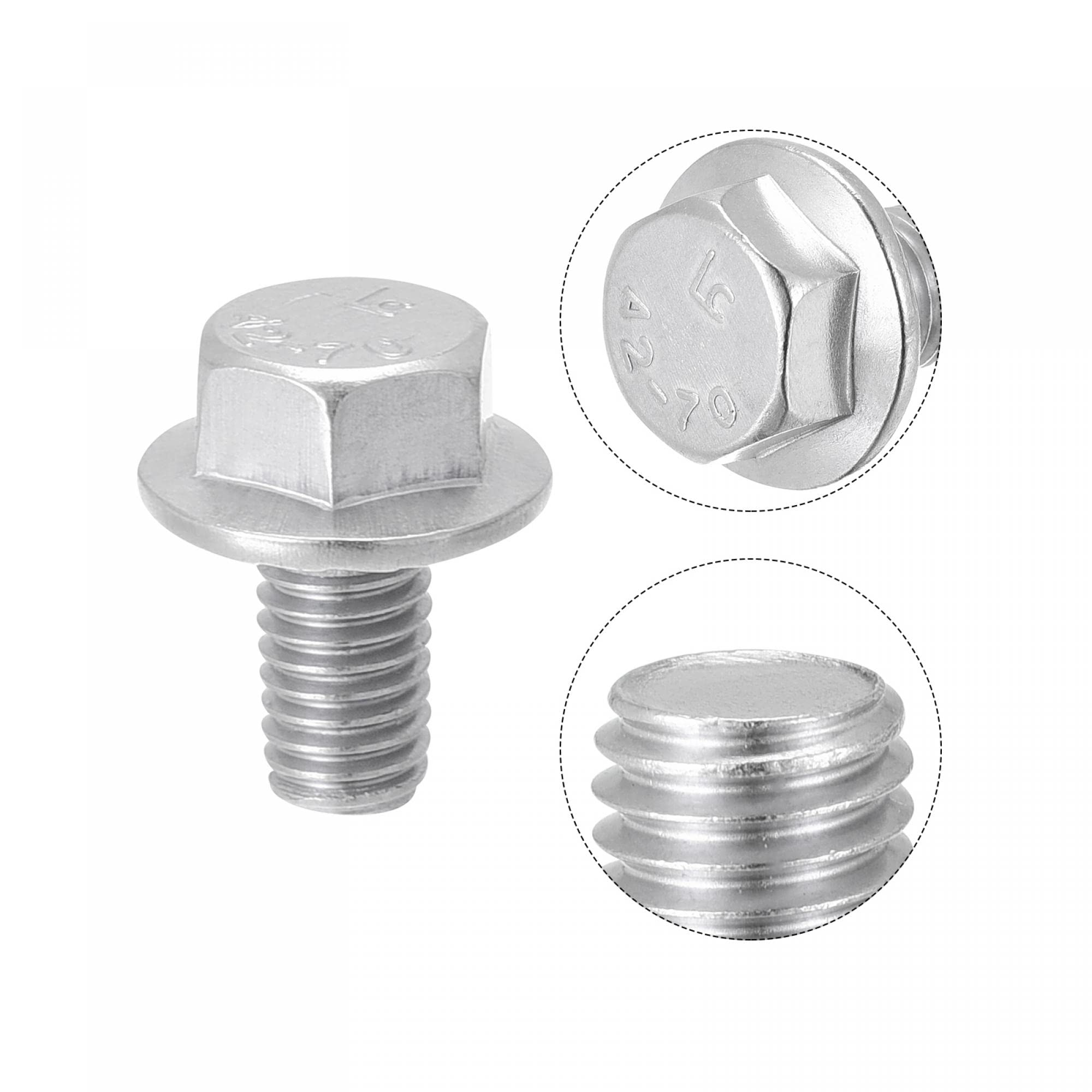 uxcell M5x8mm Hex Serrated Flange Bolts Screws Metric Thread 304 Stainless Steel 50pcs