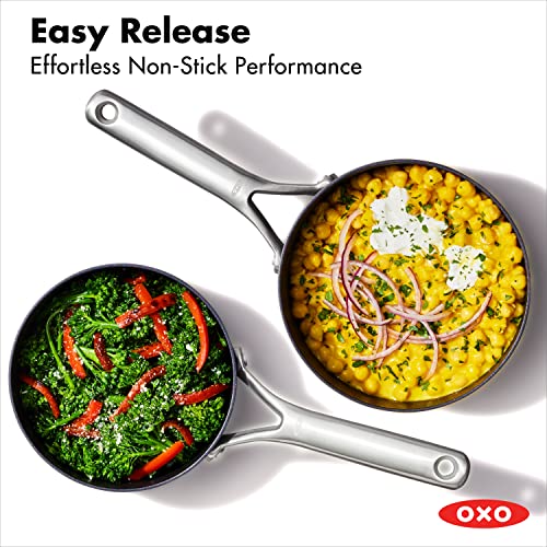 OXO Professional Hard Anodized PFAS-Free Nonstick, 1.7QT and 2.3QT Saucepan Pot Set with Lids, Induction, Diamond reinforced Coating, Dishwasher Safe, Oven Safe, Black