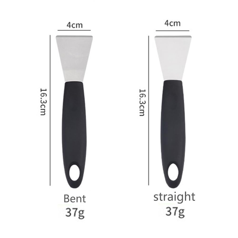 Stainless Steel Scraper, Oven Scraper Tool,Induction Hob, Stoves,None-Scratches Putty Scraper for Kitchen Cleaning,Wallpaper Scraper, Paint Scraper,Straight Version + Bending Version 2-Piece