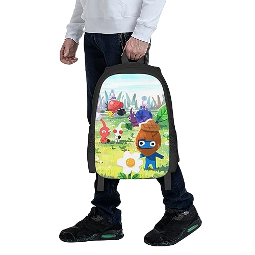 RACEK Durable Anime Backpacks Novelty 3D Printed Laptop Backpack Travel Camping Hiking Daypack Pik-min Shoulders Bag For Men Women
