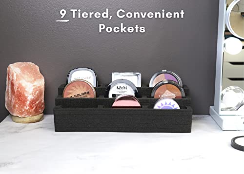 Polar Whale 2 Compact Organizer 3-Tier Stands Premium Durable Black Foam Tray Washable Waterproof Insert Storage for Home Bathroom Bedroom Cosmetic 11.4 x 4.9 x 3 Inches 9 Compartments