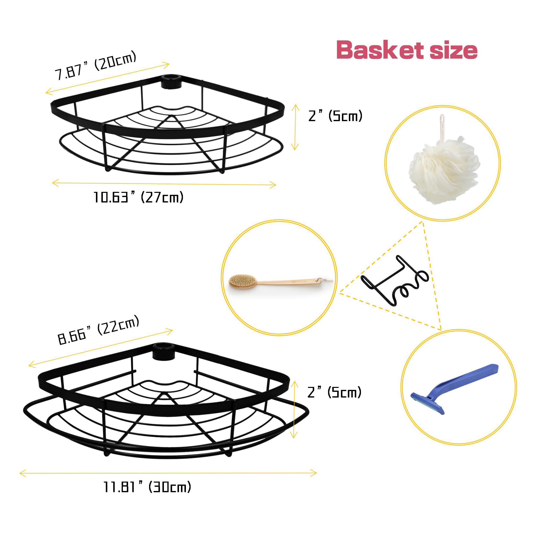 Shower Caddy Corner Tension Pole, Corner Shower Organizer, Standing Shower Caddy Corner, 4-Tier Adjustable Shelves with Tension Pole 27 to 108 Inch (TP010)