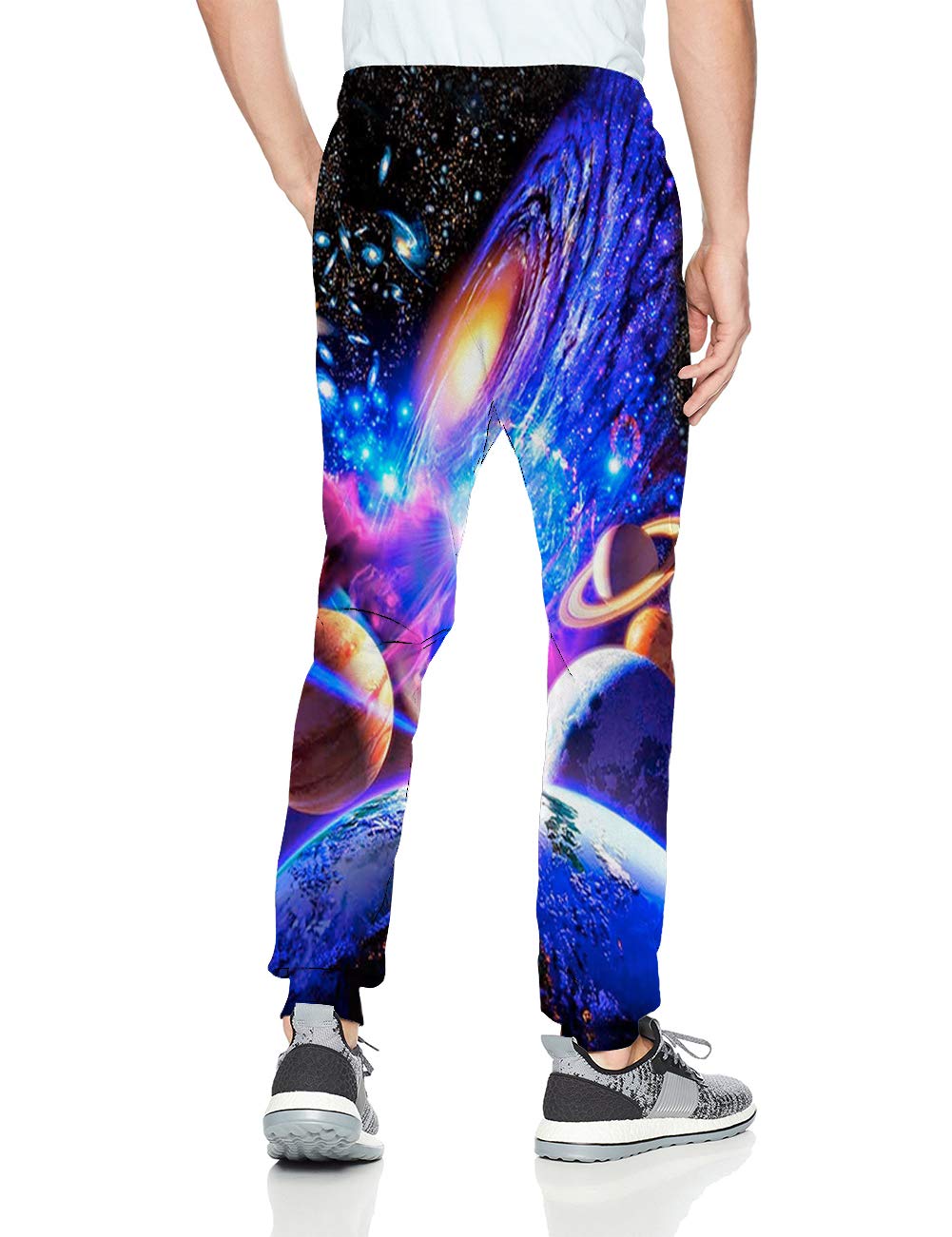 Goodstoworld Cool Galaxy Graphic Sweatpants Men Women 3D Joggers Funny Pants Men Rave Clothes Jogging Trousers with Drawstring Pockets XL
