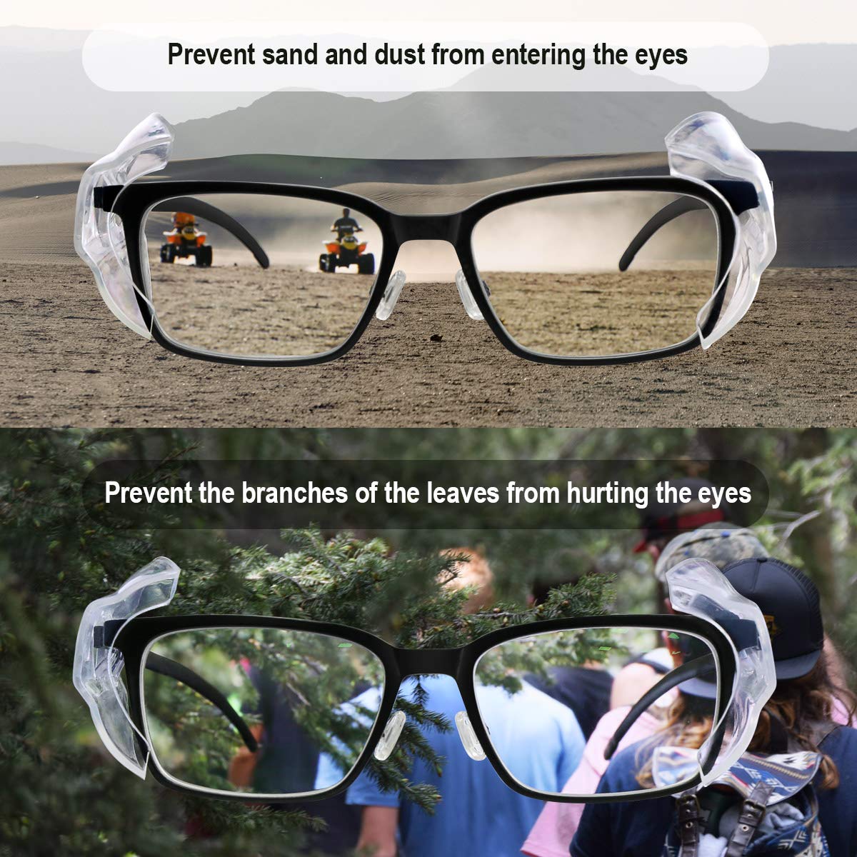 MELASA 12 Pairs Eye Glasses Side Shields, Flexible Slip on Side Shields for Safety Glasses Fits Small to Large Eyeglasses Universal